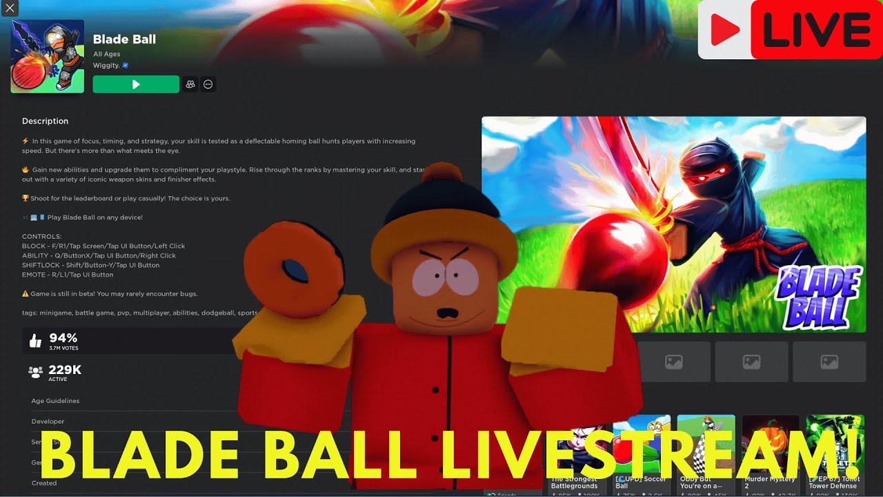 BLADE BALL LIVESTREAM! (COME JOIN!) - YouTube