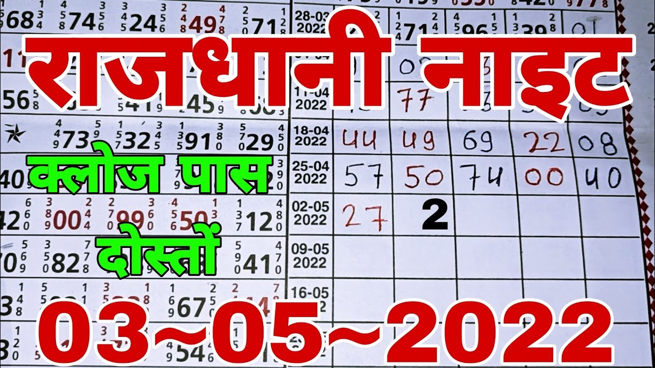 RAJDHANI NIGHT 03~05~2022 BY VIP MATKA RAJDHANI NIGHT TODAY - YouTube