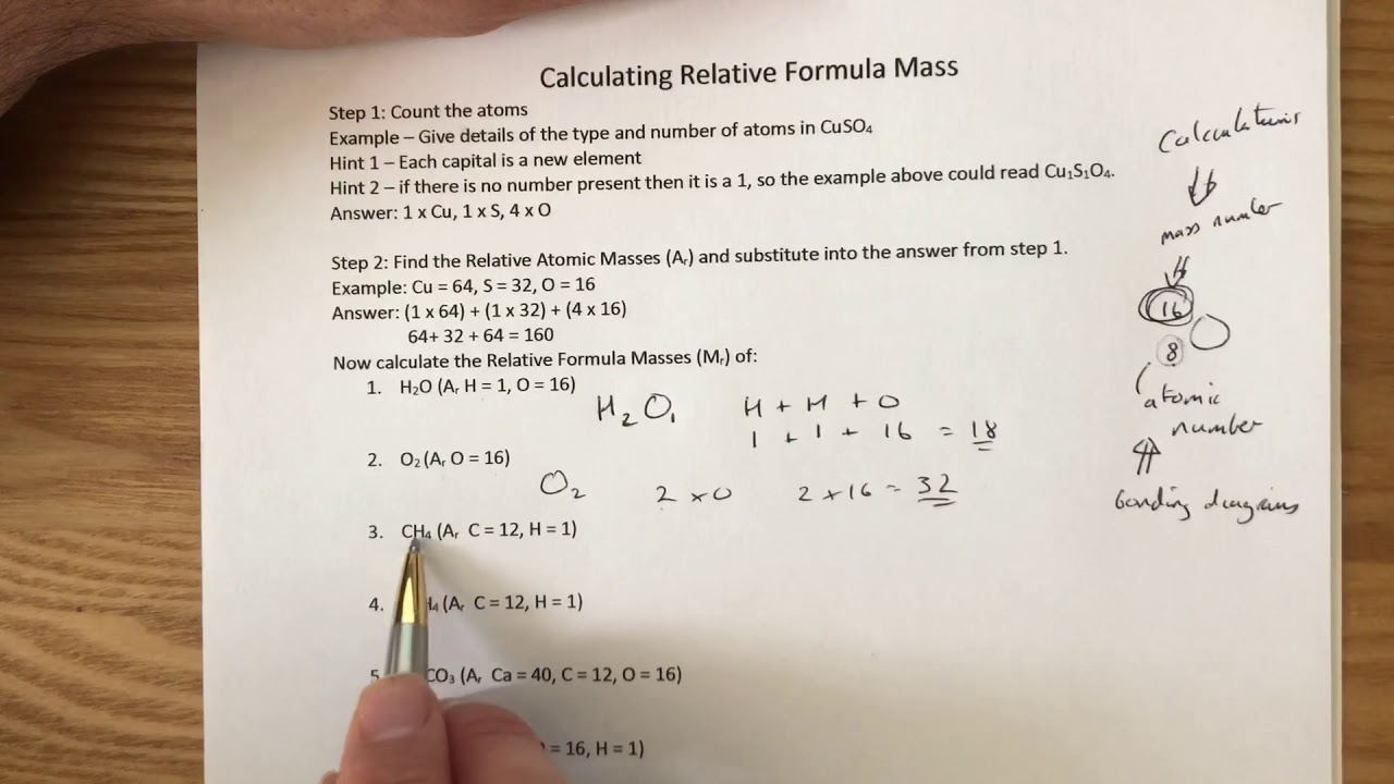 Calculating relative formula mass (workbook) - YouTube