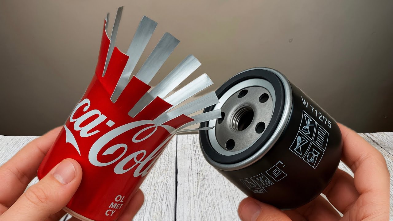 The most POWERFUL device! Insert a can of coke into the OIL filter ...