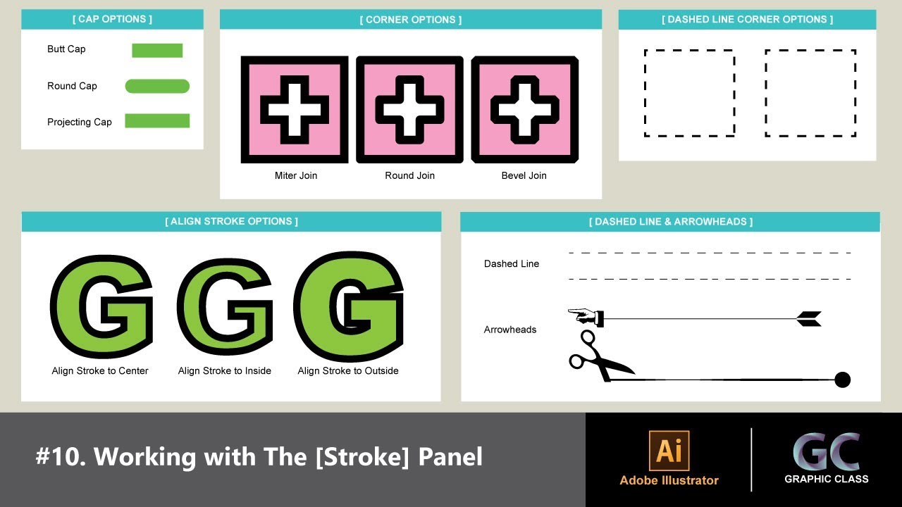 Illustrator Tutorial #10. Working with The [Stroke] Panel - YouTube