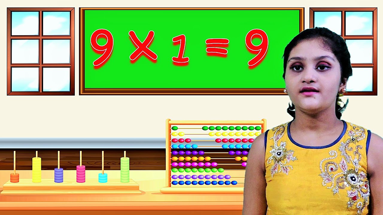 Table Of 9 👱 9 x 1 = 9 Table For Nursery Kids - YouTube