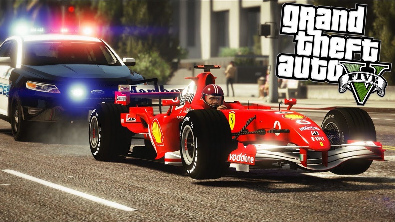 F1 Ferrari Runs from Cops in GTA 5!! - YouTube