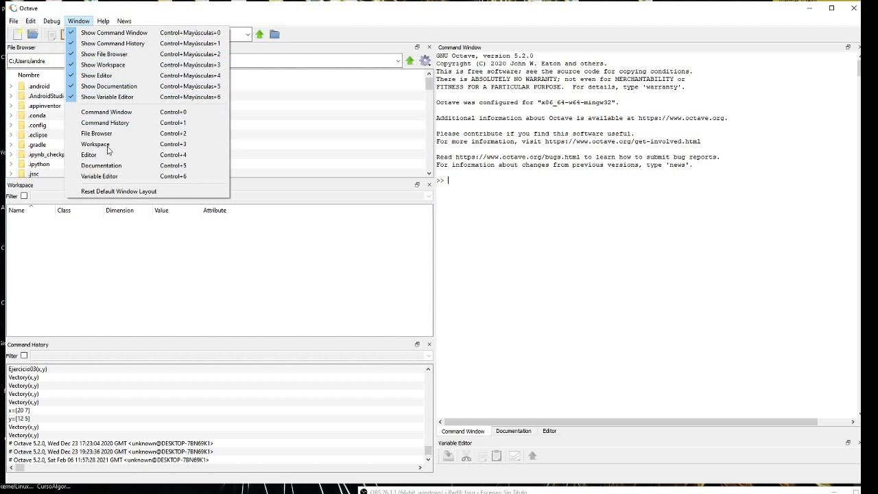 06 Componentes Y Utilidades Gnu Octave Matlab Youtube