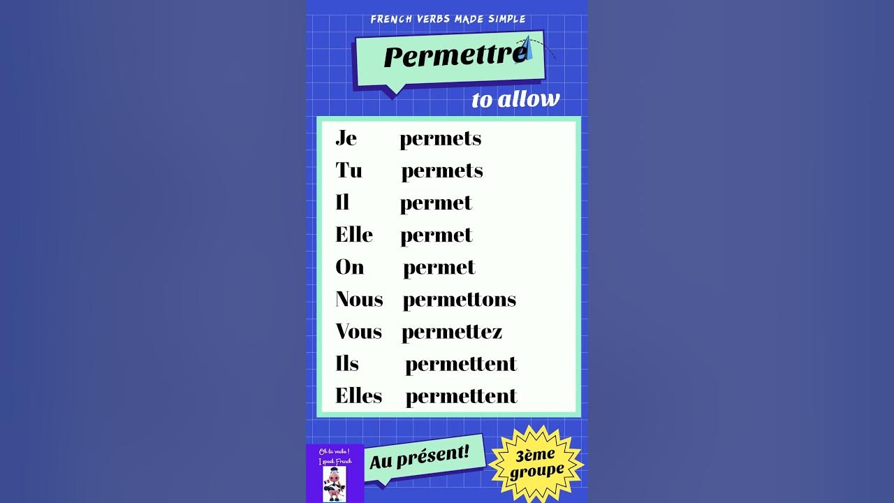Conjugaison du verbe Permettre ( to Allow ) au présent - The verb ...