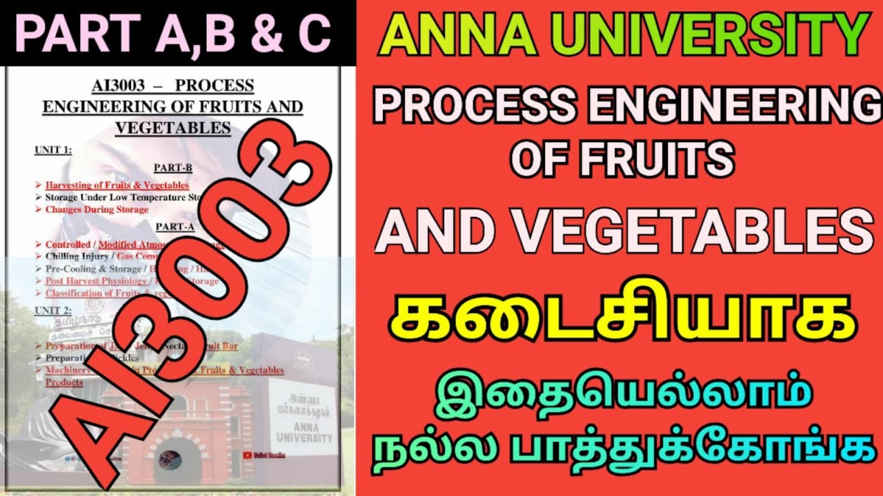 Process Engineering of Fruits and Vegetables Important Questions Anna ...