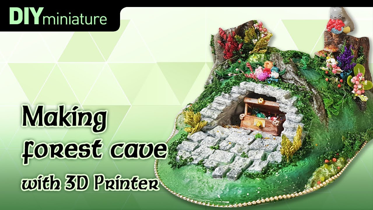 DIY Miniature House Making forest cave (+3D Print) 보물상자를 품은 숲속 동굴 ミニチュア ...
