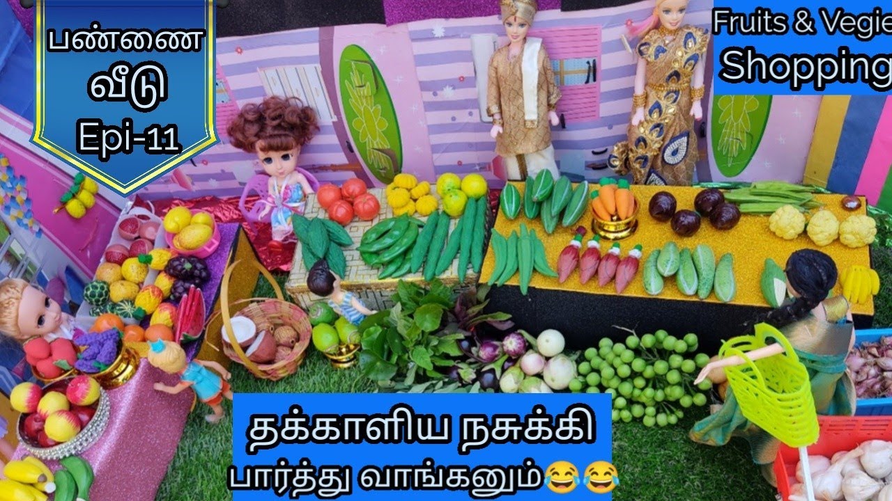Miniature Mini Vegetables and Fruits Market Fun Shopping | Pannai Veedu ...