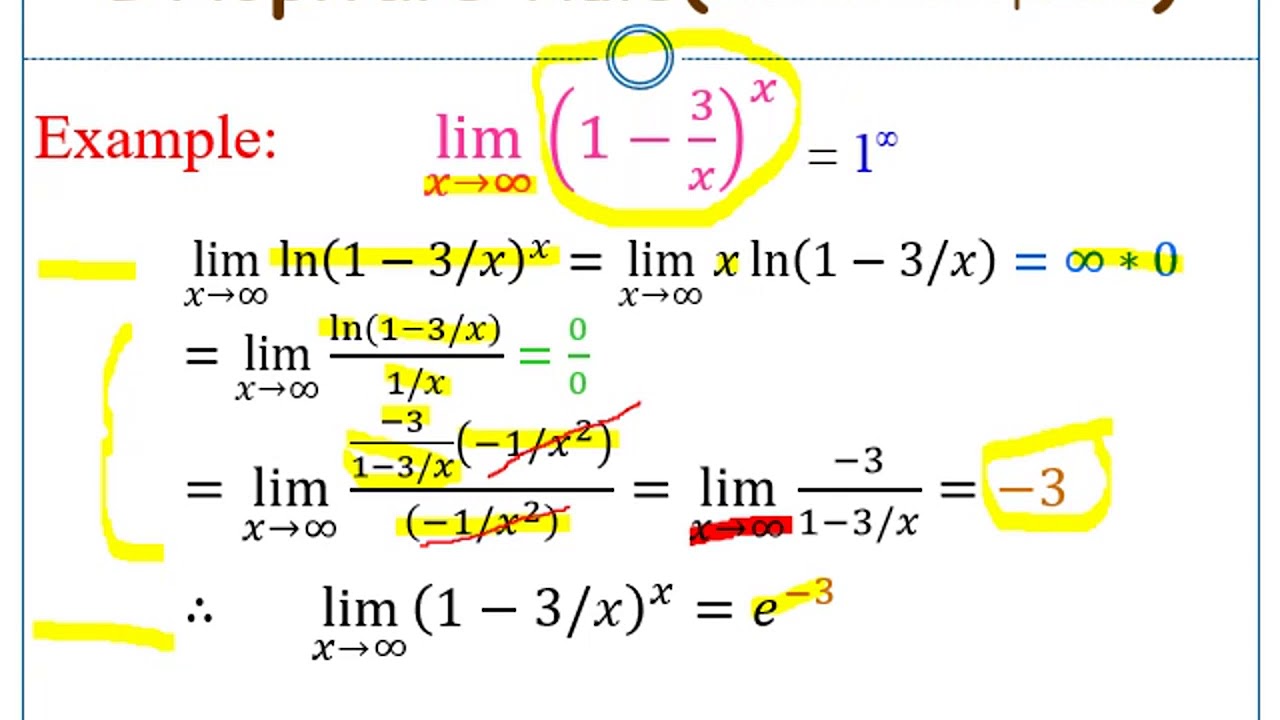 L'Hôpital's rule: Case 4 (Indeterminate powers) - YouTube