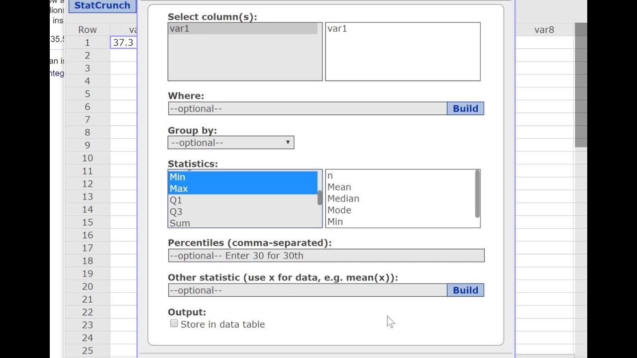 Homework Help: Mean, Median, Mode, Midrange in StatCrunch - YouTube