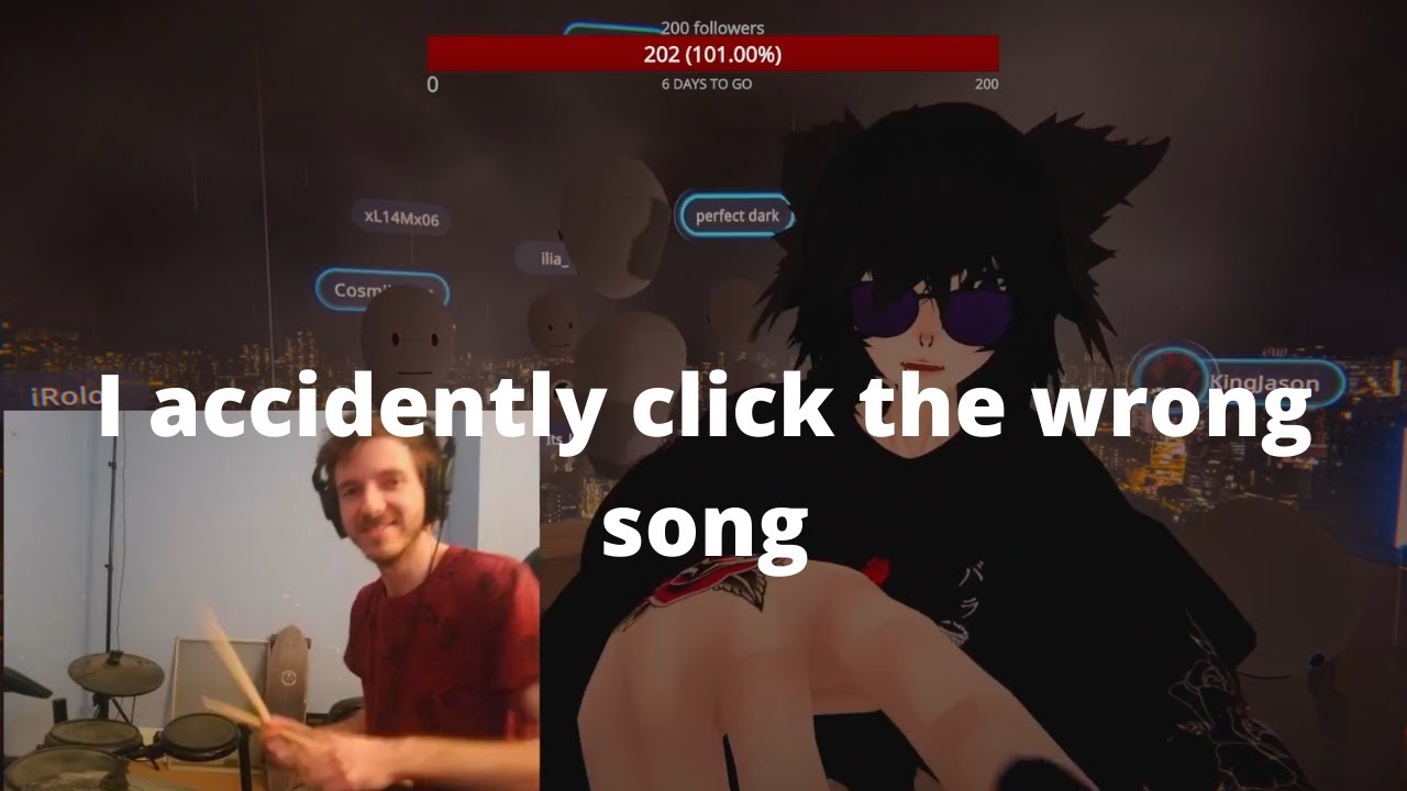 I accidently click the wrong song to play drums in VRChat (short) - YouTube