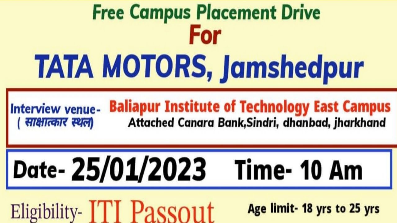 Tata motors jamshedpur | Apprentice recruitment 2023 | Golden ...