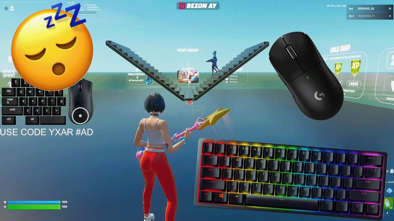 Razer Huntsman Mini Asmr 😻 1v1 Rezon BUILD FIGHT map 😻 (Satisfying kbm ...