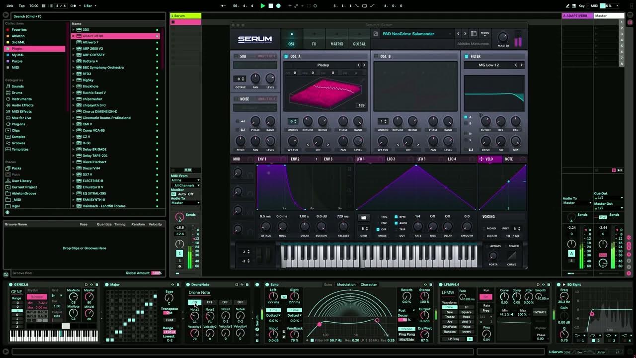 Generative Music Ableton GENE, DroneNote, Echo & Serum - YouTube
