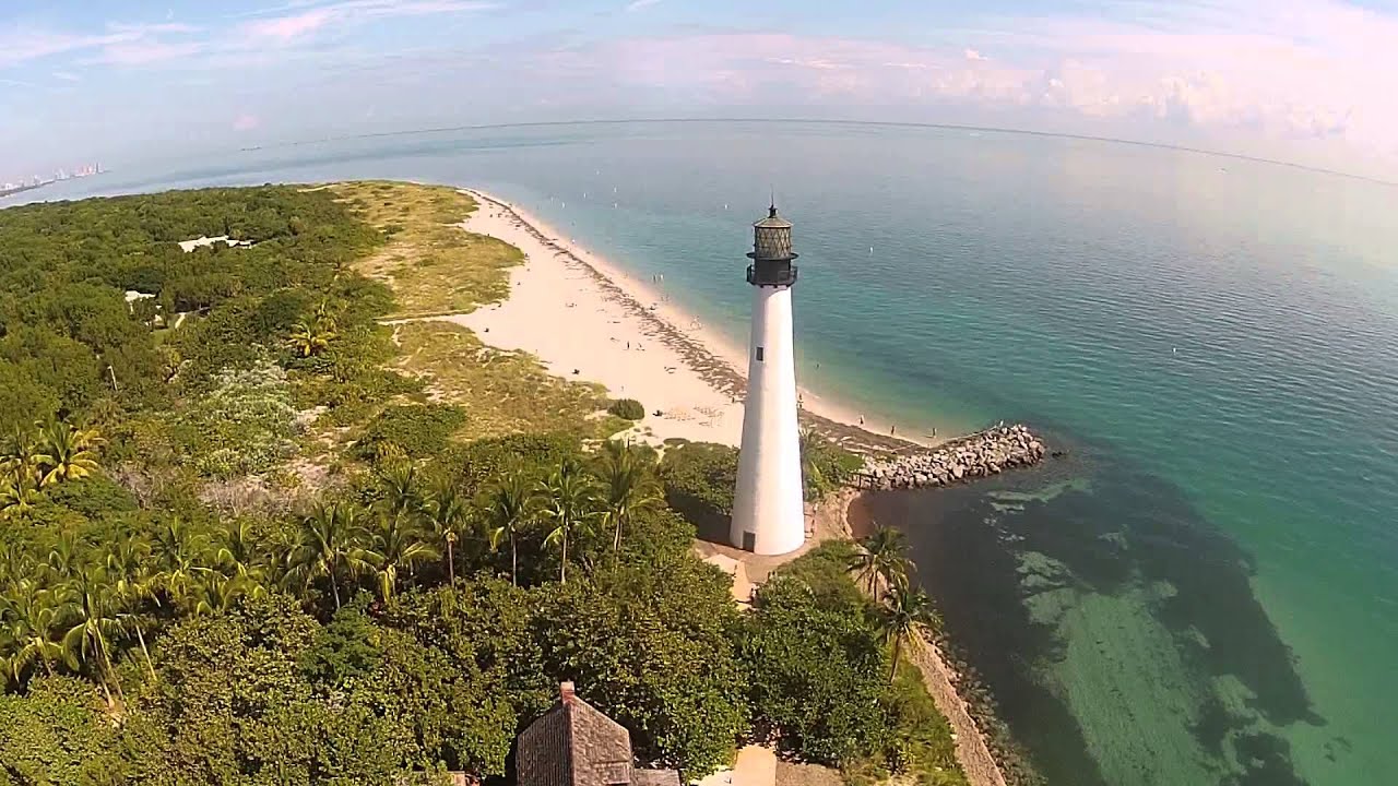 Key Biscayne lighthouse drone flyover - YouTube