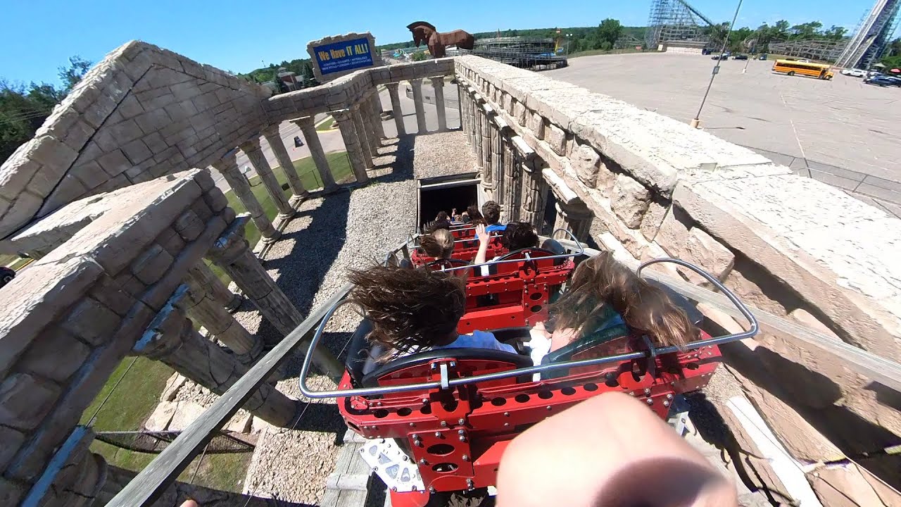 Hades 360 Roller Coaster POV Back Row - Mt Olympus Theme Park ...