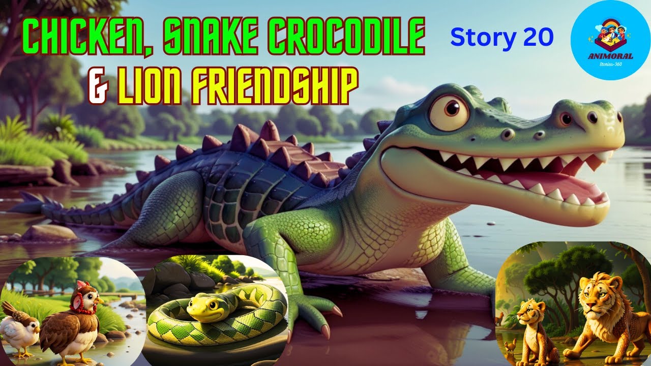 Hen Snake Crocodile and Lion Friendship | Animated Moral Story #shorts #animals - YouTube