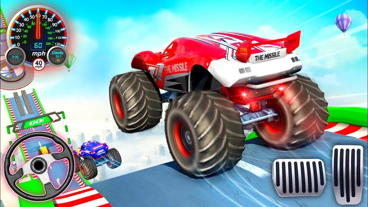 Monster Truck Racing 3D Gameplay || Ramp Car Stunts Racing Video ...