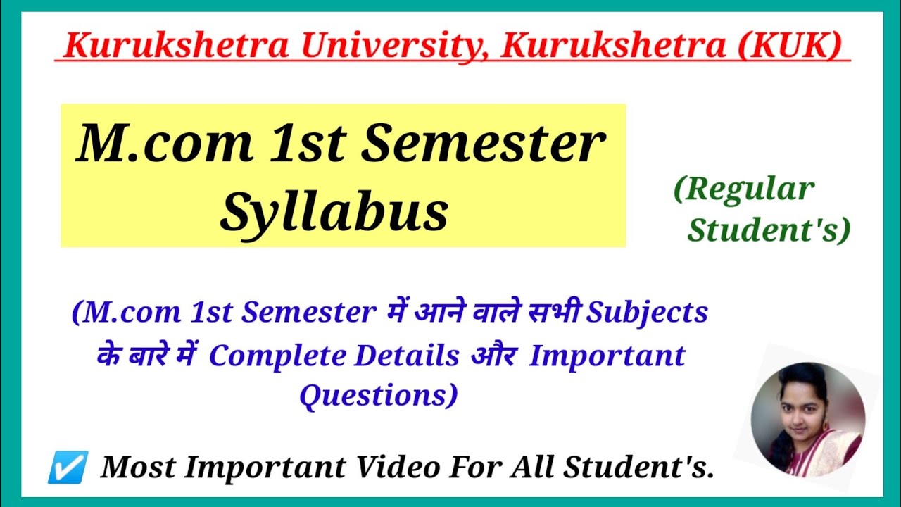 Kuk M.com 1st Semester Syllabus, Kurukshetra University - YouTube