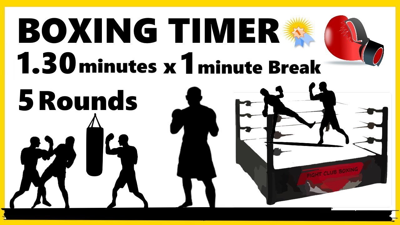 🥊Boxing round Timer 1:30 minutes x 1 min - 5 round - Temporizador de ...
