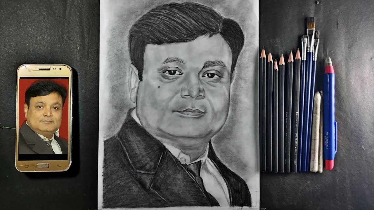School Director Sir portrait pencil drawing - YouTube