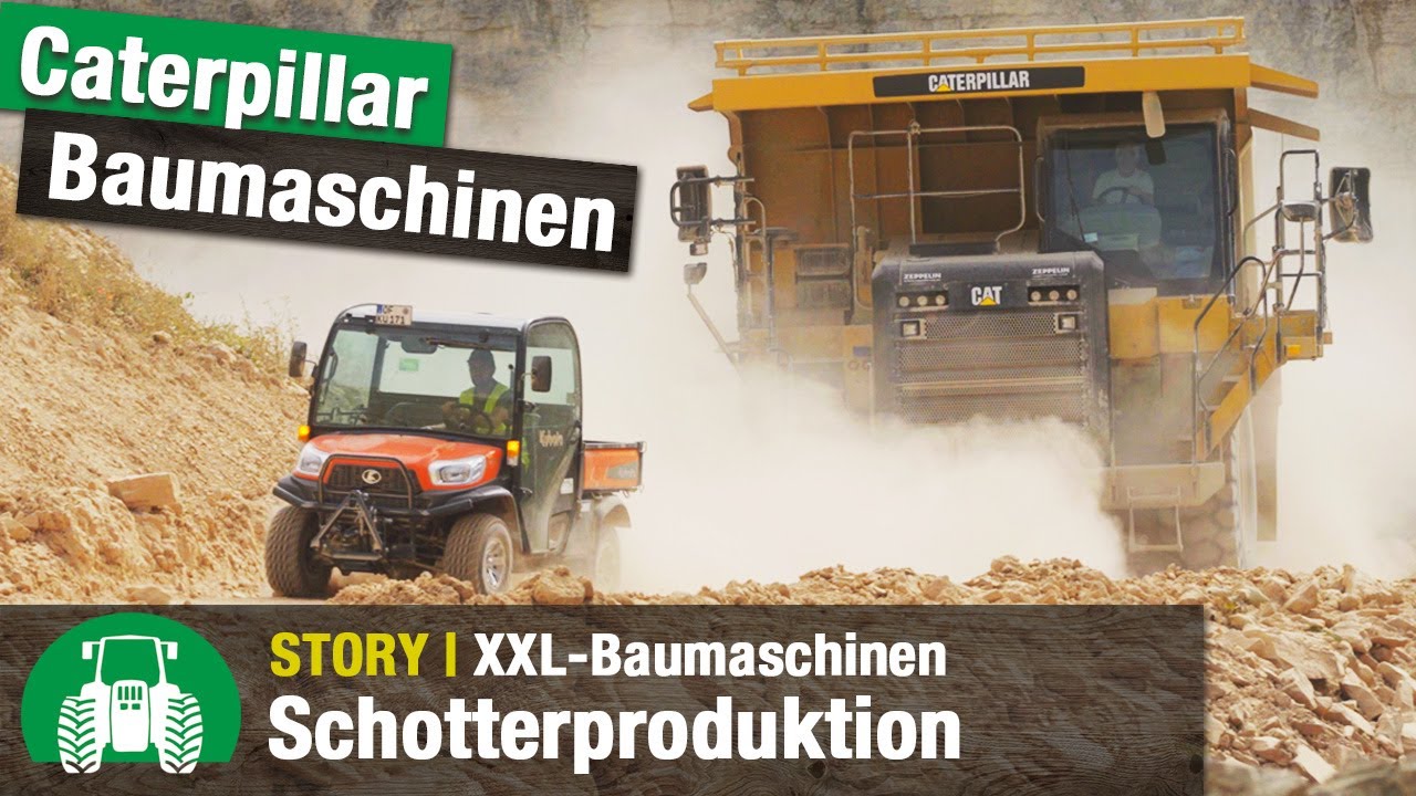 Unterwegs im Steinbruch | Caterpillar Muldenkipper & Bagger | Kubota ...