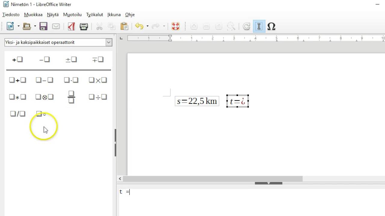 Lukuarvo ja yksikko LibreOfficeWriter - YouTube