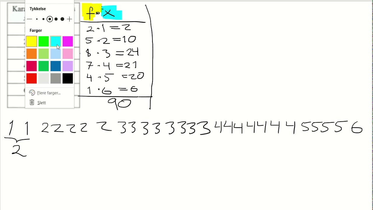 Matte 2P - Statistikk - Gjennomsnitt fra frekvenstabell - YouTube
