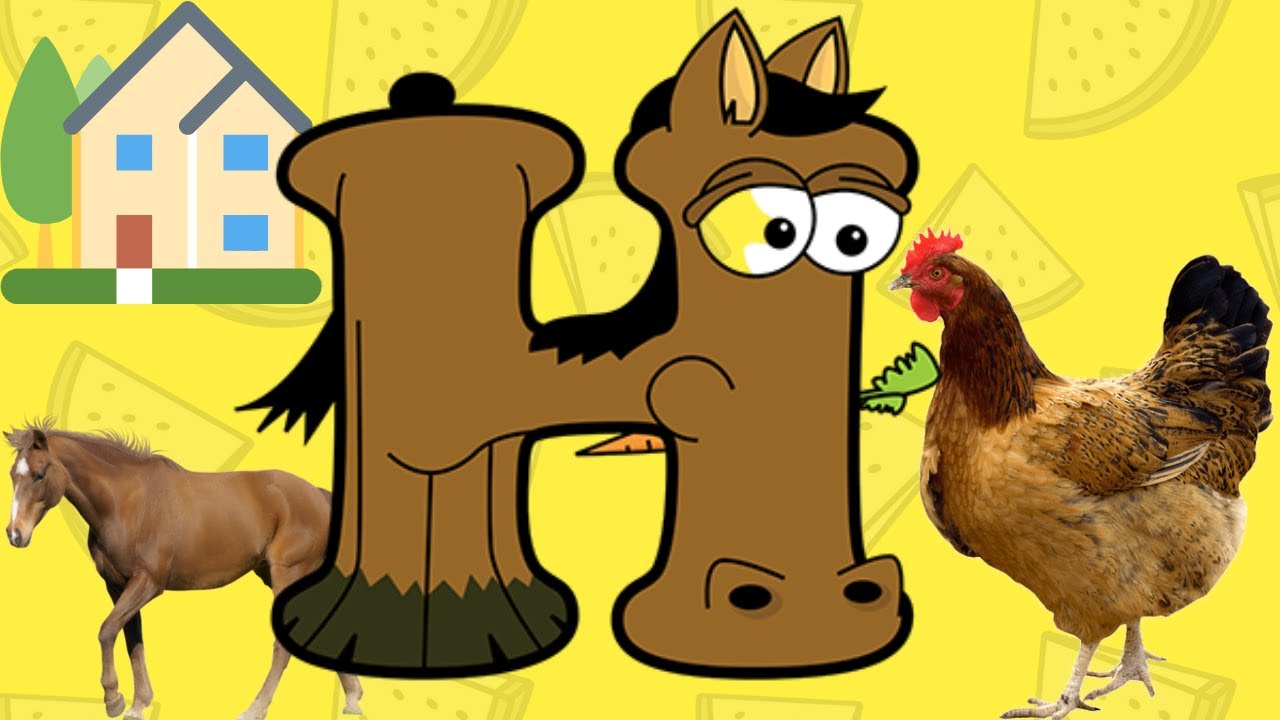 H for hen || Horse || Hat || House || Heart || Hand - YouTube