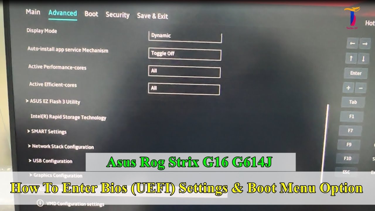Asus Rog Strix G16 G614J | How To Enter Bios (UEFI) Settings & Boot ...