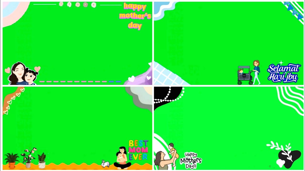 10 Green Screen Frame Hari Ibu/ Borders (Chroma Key) | Mother's Day ...