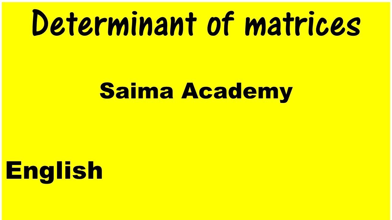 Math: Grade 9: Lesson 14: Matrices and Determinants in English Saima ...