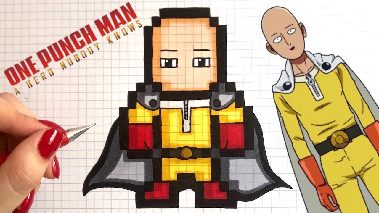 TUTO DESSIN SAITAMA PIXEL ART ONE PUNCH MAN - YouTube