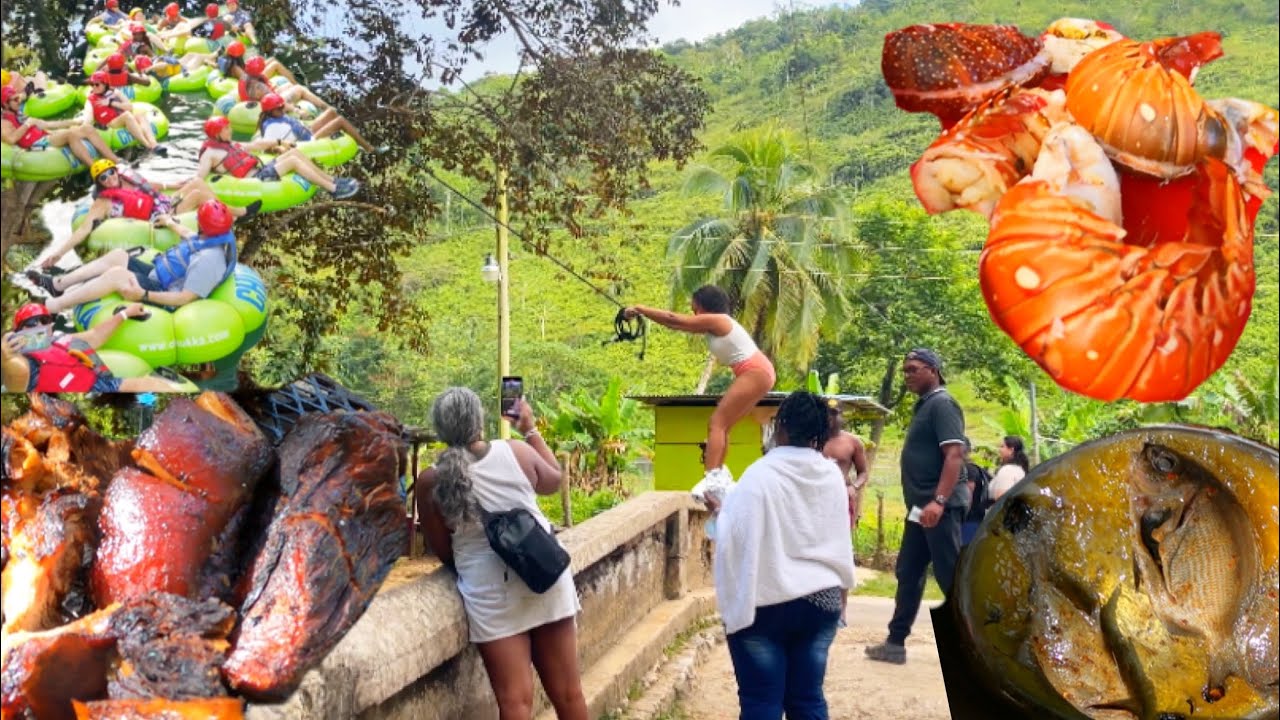 Cooking at the Old Spanish Bridge River in ocho rios female Jumping off ...
