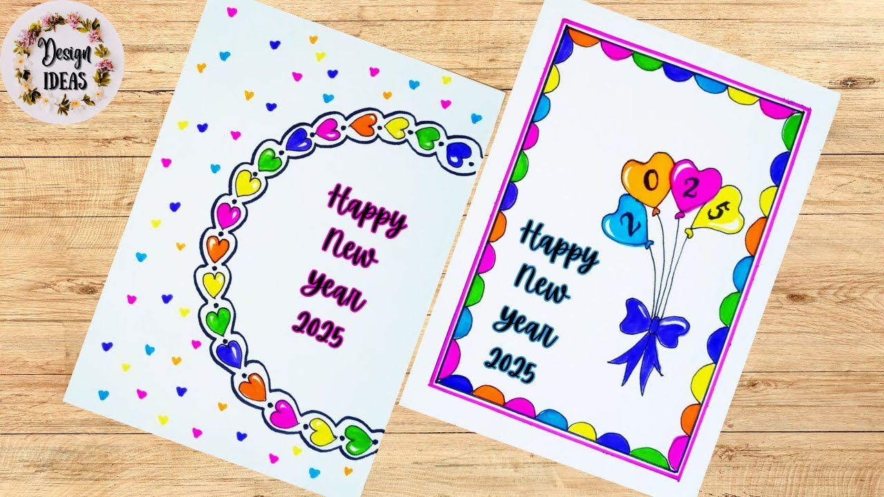 Happy New Year Card Drawing 2025/DIY New Year Greeting Card/Project ...