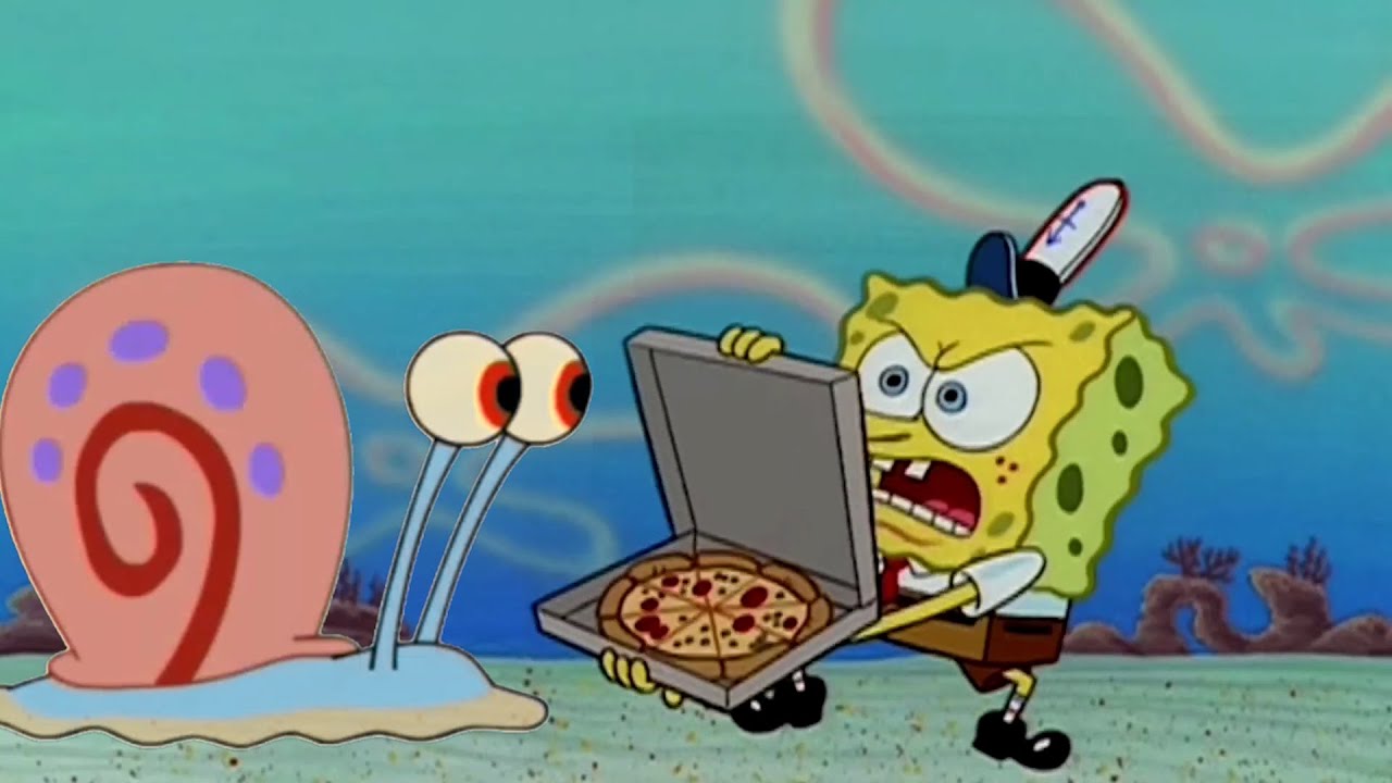 Gary trying to get a pizza from Spongebob - YouTube