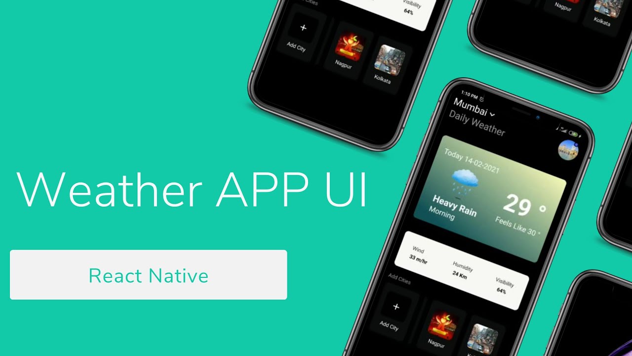 Weather App UI with Snap Carousel | React Native | Prajwal Ghate ...