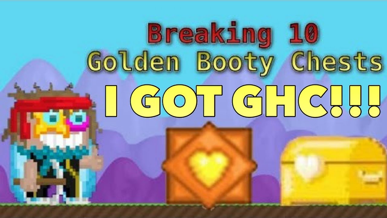 Growtopia | Breaking 10 Golden Booty Chests/I Got Golden Heart Crystal ...