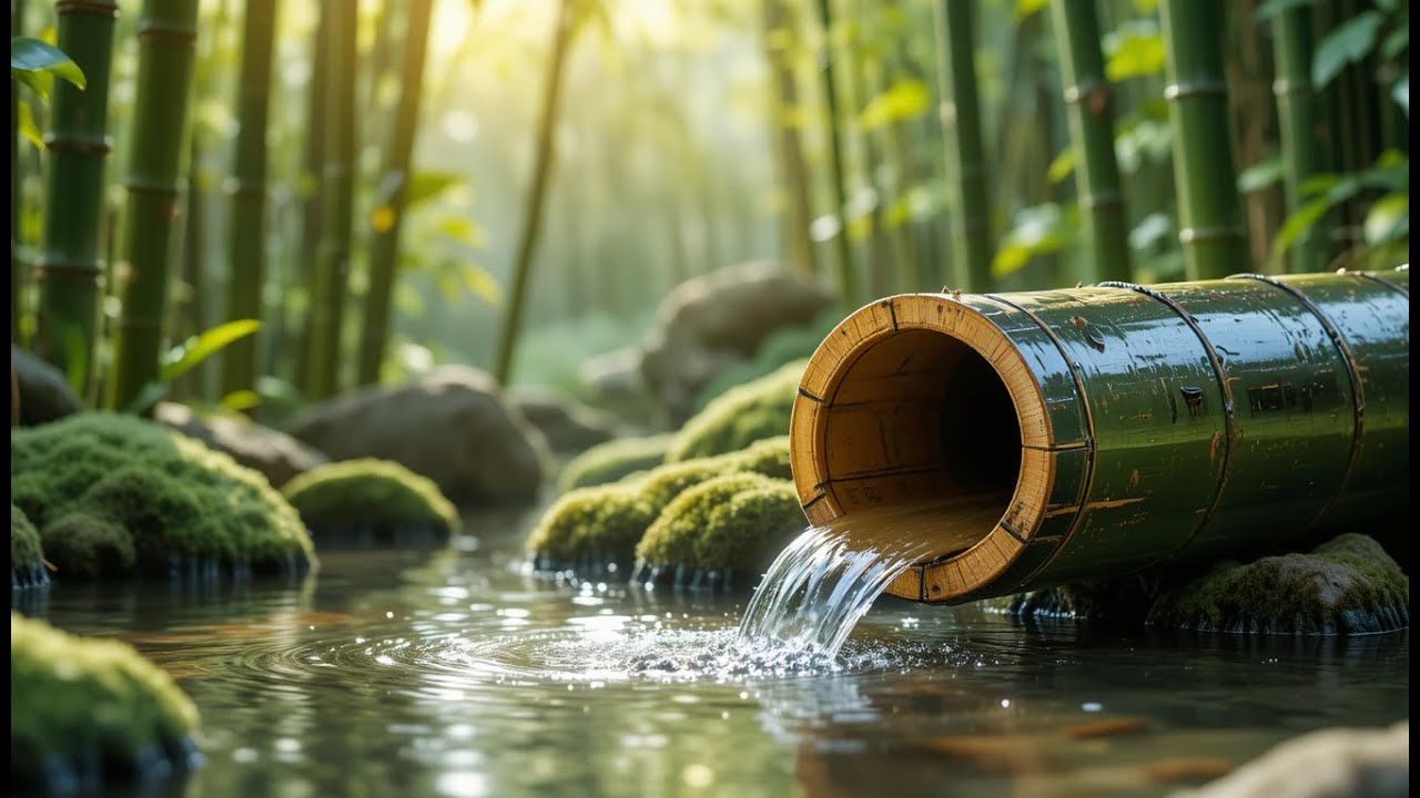 🌸 Bamboo Water Flow with Birds & Nature 🕊️ Relaxing Sounds for Sleep ...