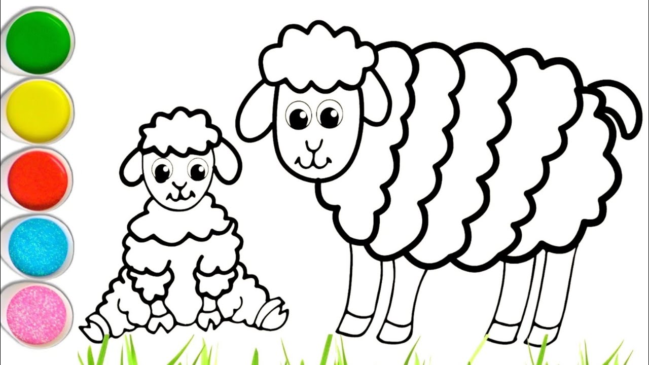 Sheep Family Drawing Coloring Painting for Kids and Toddlers | Cute ...