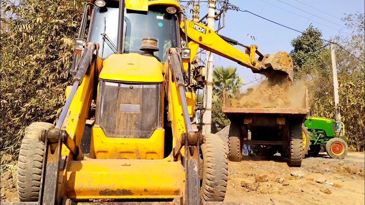 Mahindra And John Deere Fully Loaded Mud With Jcb 3dx Backhoe Loader ...