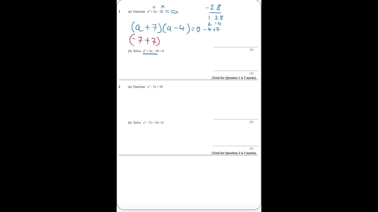 Quadratics GCSE question (Factorising) #gcsemath #maths #mathematics # ...