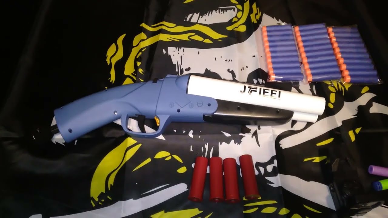 off brand nerf double barrel shotgun blaster review - YouTube