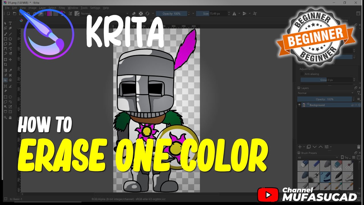 Krita How To Erase One Color - YouTube