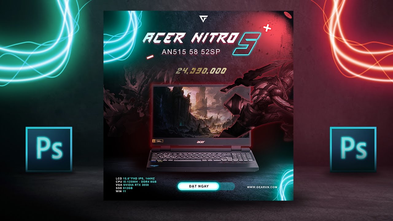 Hướng dẫn thiết kế banner laptop gaming trong Photoshop | Banner design ...