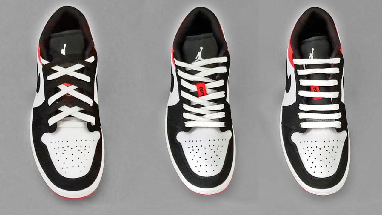 3 ways how to lace Jordan 1 | Nike Air Jordan 1 Low lacing - YouTube