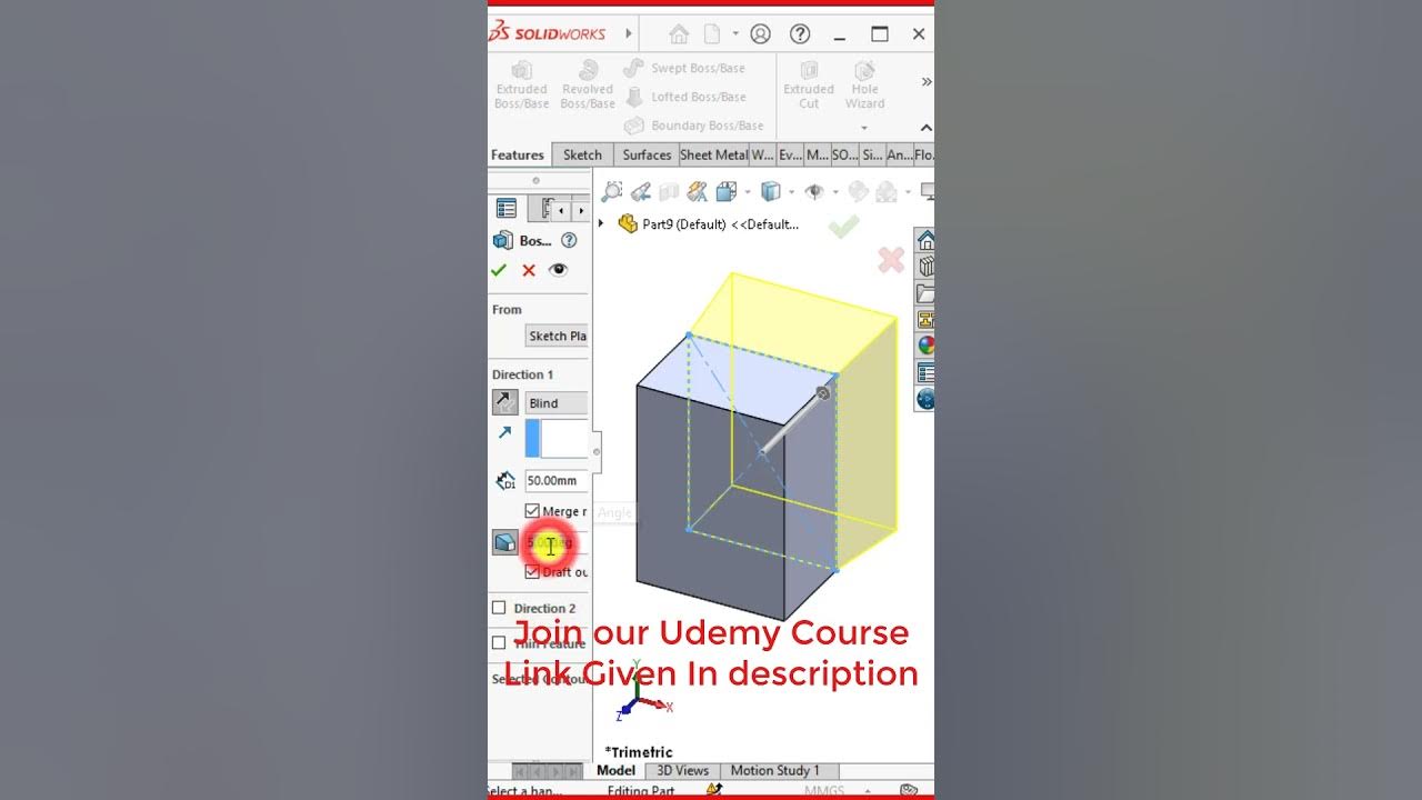 Solidworks extrude from surface and with draft option #solidworks #mechanicalengineering # ...