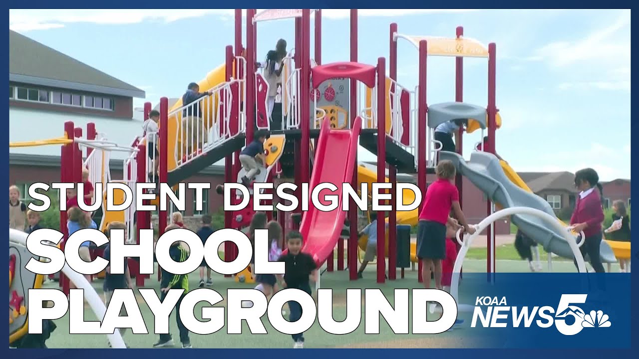 Students get a chance to play on a playground they designed - YouTube