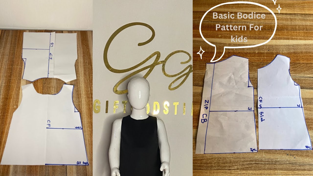 How to draft kids basic bodice pattern (12months/ 1 year old) - YouTube