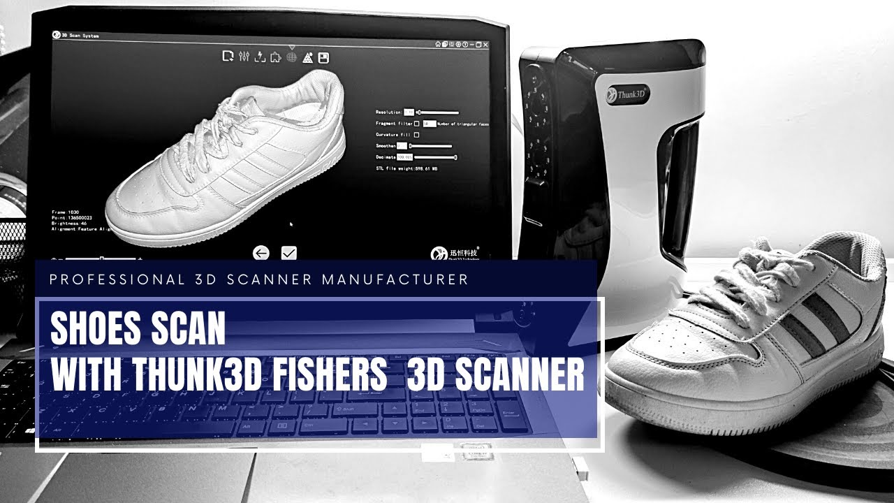Shoe scan with thunk3d fishers handheld 3d scanner - YouTube